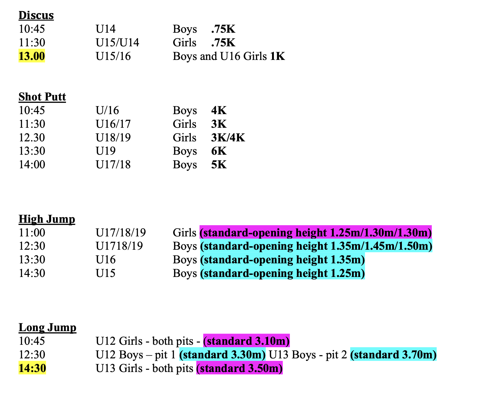Dublin Juvenile Track & Field Championships – Day 3 – Saturday 8th June ...